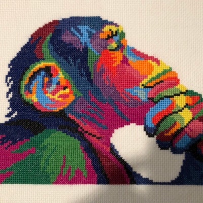 Colorful Monkey Cross Stitch Pattern Rainbow Chimpanzee Cross Stitch ...