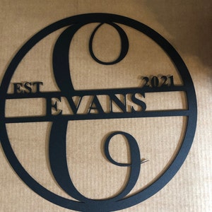 Last Name Sign EST Initial Sign Personalized Family Name - Etsy