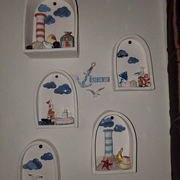 Ceramic Seashell and Sea Creature Tiles, 12pcs, Variety Blues and ...