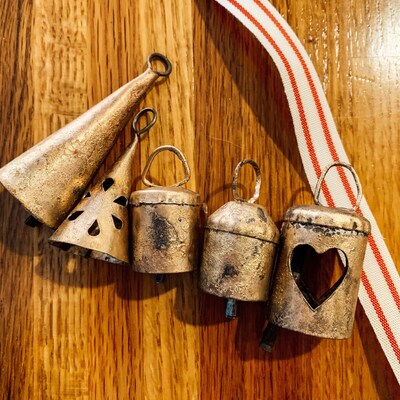 SPIRIT BELLS-5 Various Shapes in Gold-recycled Iron Sheet Metal Bells ...