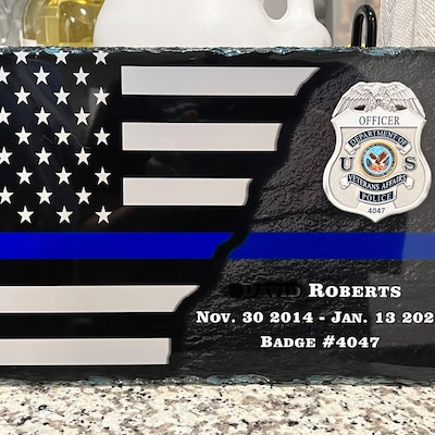 THIN BLUE LINE Flag Recognition Plaque Law Enforcement Police Sheriff ...