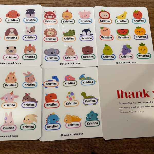 Bunny Themed Custom Kids Name Label | Cute Rabbit Sticker Set | Kids ...