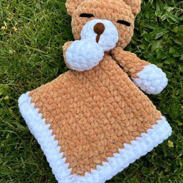 Crochet Bear Lovey, Crochet Baby Blanket Pattern, Crochet Lovey, DIY ...