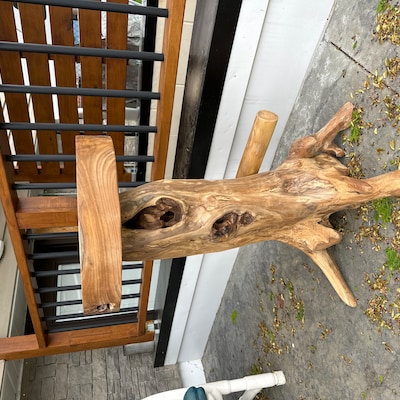 Teak Twist Pedestal Twisted End Table Teak Plant Stand Modern Furniture ...