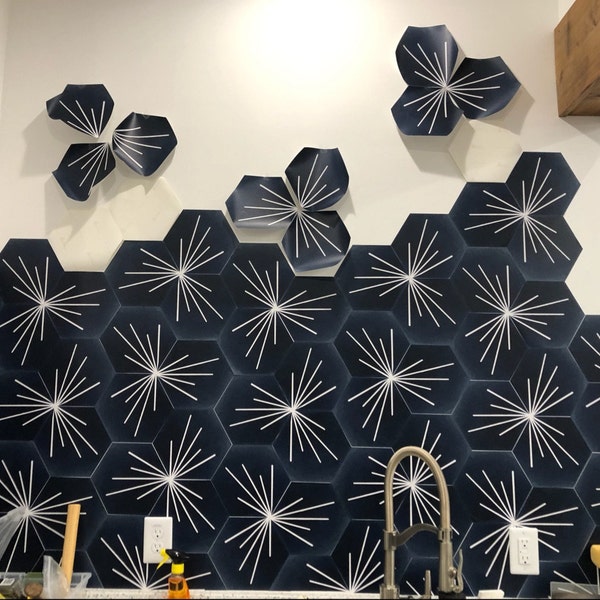 Hexagon Tokyo Tile Wall Stair Floor Self Adhesive Vinyl Stickers ...