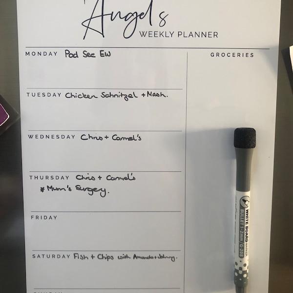 Custom Weekly Fridge Planner - Magnetic Whiteboard Weekly Calendar and ...