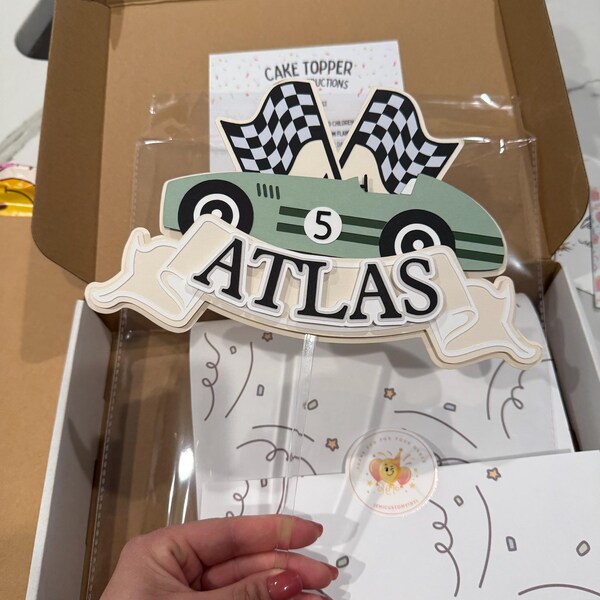 Racecar Cake Topper | Retro Race Car Cake Topper | Racecar Birthday ...
