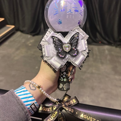 BTS SUGA AGUST D Ribbon Bow Keychain Pendant Light Stick Lanyard ...
