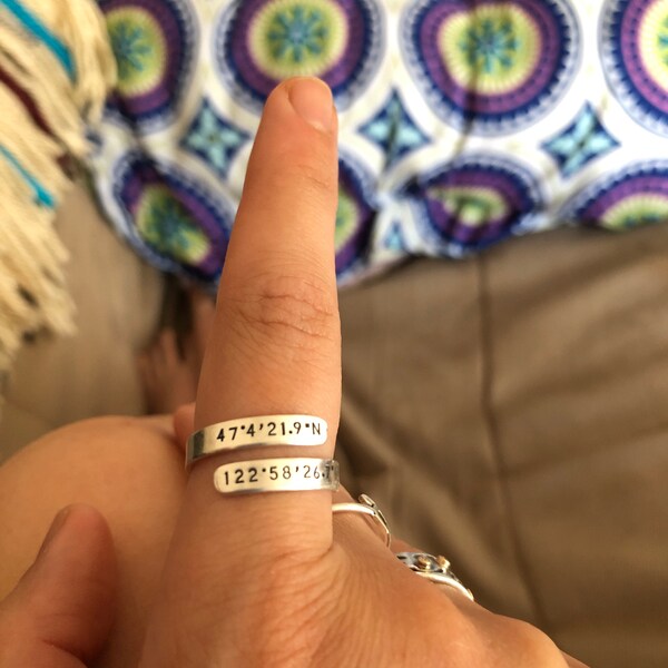 Coordinates Wrap Ring - Sterling Silver, Gold Filled, Rose Gold Filled ...