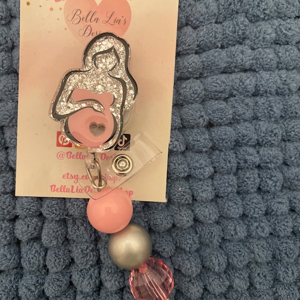 Pregnant Mama Badge Reel, Labor & Delivery Badge Holder, Retractable ...