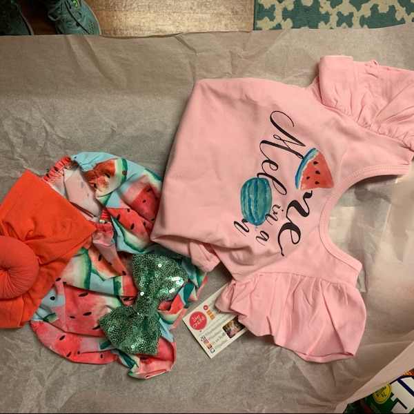 1st Birthday Watermelon Outfit, One in a Melon Birthday Girl Set ...