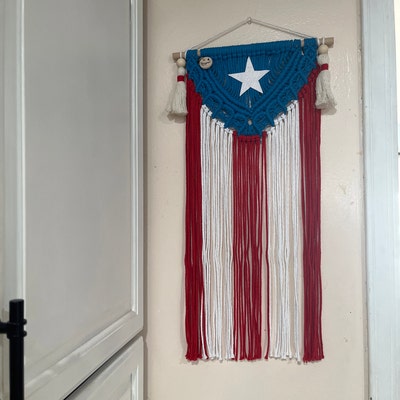 Puerto Rico Flag / Luxe Macrame Wall Hanging / Puerto Rican Flag ...