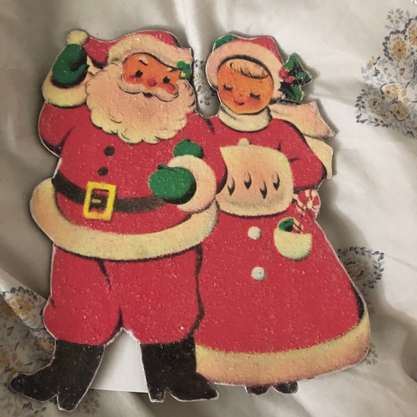 Handmade Vintage Style Santa & Mrs. Claus Sparkly Standee - Etsy
