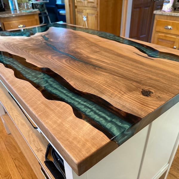 Live Edge River Epoxy Table, Epoxy Dining Table, Resin Wood Table ...