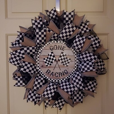 Gone Racing Sign Wreath Sign Wreath Attachment Wreath Supplies Craft ...