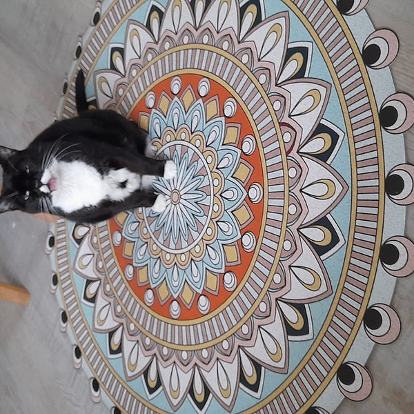 Supernova Red Vinyl PVC Mat, Linoleum Rug, Modern Home Decor, PVC Rug ...