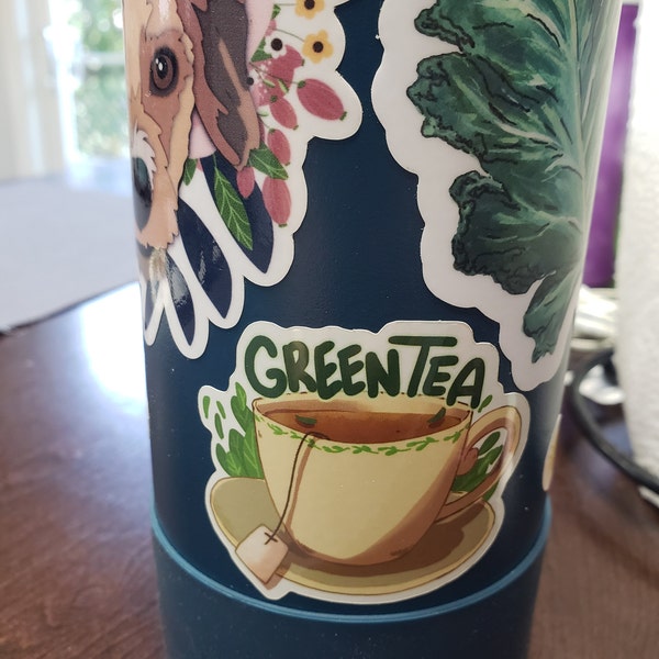 Green Tea Vinyl Sticker - Etsy