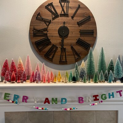 Merry and Bright Garland/ Christmas Garland/ Felt Ball Garland/ Holiday ...