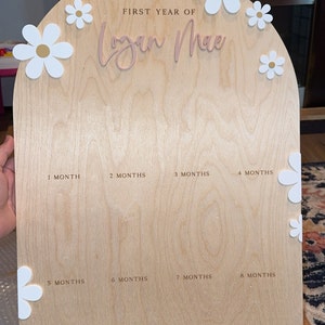 Wooden Daisy Flower Milestone Cards Custom Name Milestone Set Boho ...