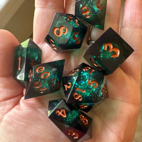 Gemstone Opalite Elven Cut Polyhedral Dice (with Box) Dnd Set - Etsy