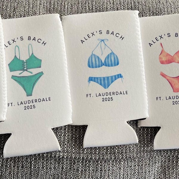 Bikinis and Martinis, Bachelorette Party, Personalized Can Cooler ...