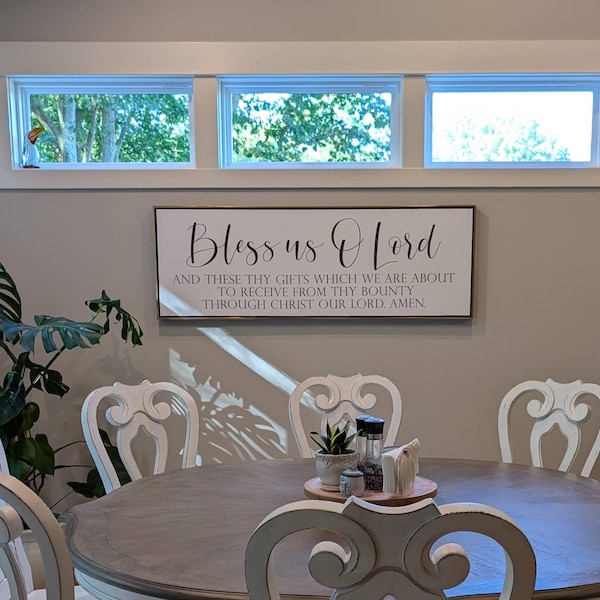 Rustic Wooden Dining Room Blessing Sign, Inspirational Wall Art for ...