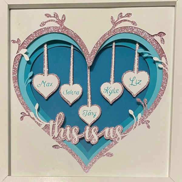 3D This is Us Family Heart Shadow Box With Custom Names, Family Tree ...