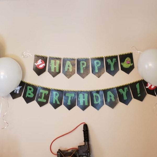 Happy Birthday Banner With Ghostbusters Theme Printable Download - Etsy