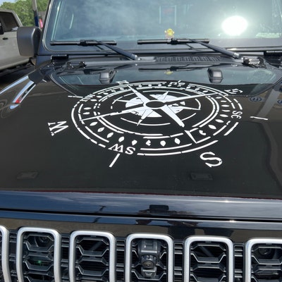 Vinyl Distressed Style Compass Hood Decal Window Decal Fits Jeep ...
