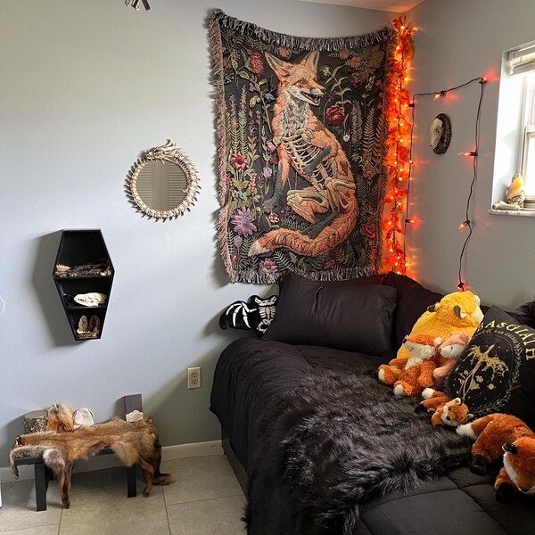 Medieval Bat Tapestry Inspired Woven Throw Blanket Dark Academia Decor ...