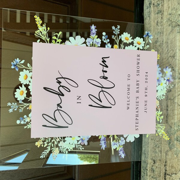 Baby in Bloom Personalized Baby Shower Acrylic Sign, Acrylic Baby ...