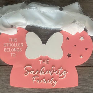 Custom Disney Stroller Sign Minnie Mouse Acrylic Sign Custom Stroller ...