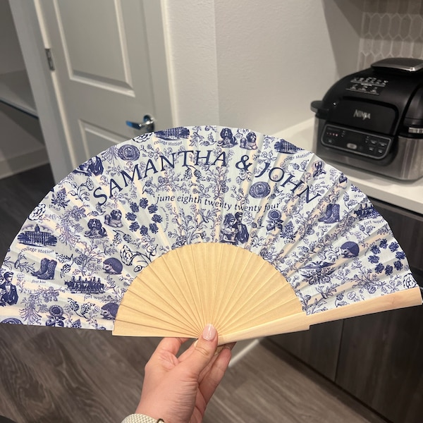 Wedding Party Favors Gifts Guests Personalized Wooden Fabric Fans Bulk ...