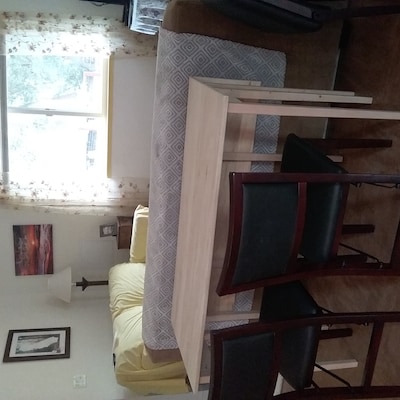 Small Narrow Wood Dining Table. Space Saving Drop Leaf Folding Wooden ...