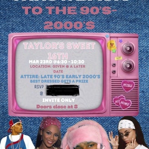 Y2K Party Invitation Early 2000s Themed Birthday Party Invite 90s Baby ...