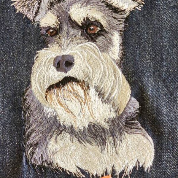 Standard Schnauzer Dog Face Embroidery Design: Machine Embroidery ...