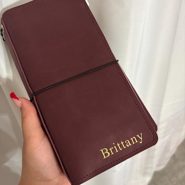 Leather Travel Notebook Cover, Monogrammed Notebook Cover, Notebook ...