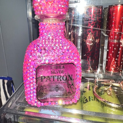 Bedazzled Pink Rhinestone Patron Bottle - Etsy