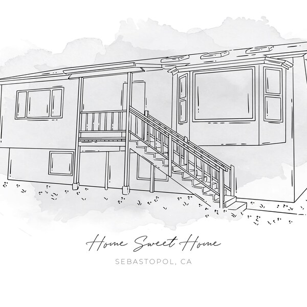 CUSTOM LINE DRAWING, Custom Illustration, Digital Art, Line Art, House ...