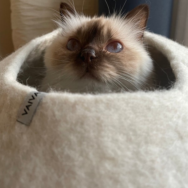 Cat Nap Cocoon / Pet Cave / Kitty Bed /dog House / Felt Vessel - Hand ...