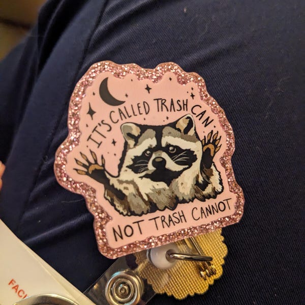 Too Much Panic Not Enough Disco Badge Reel Funny Badge Reel Badge Clip Badge Pull Coworker Gift ...