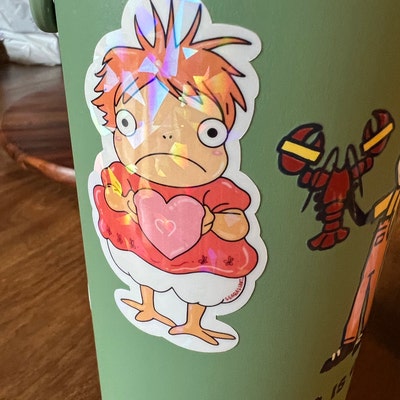 Ponyo Heart Studio Ghibli Stickers Cute Sparkle Holographic Sticker ...