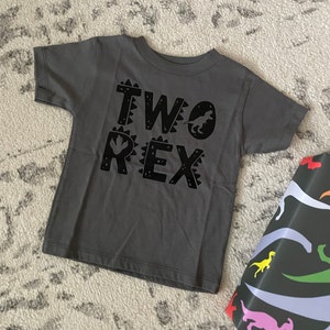 Two REX 2nd Birthday Shirt T-rex Theme Party Tee Dinosaur Second Bday T ...