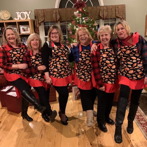 Vintage-inspired Red Chickens Apron, Playful Ladies Pinny, Reversible ...