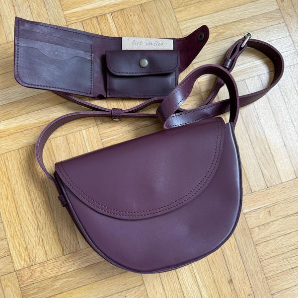 Crossbody Leather Bag, Shoulder Bag for Women, Half-round Bag, Leather ...