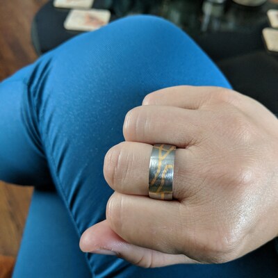 Cracked 3D Printed Titanium Gold Inlay Ring HALF CRACK - Etsy
