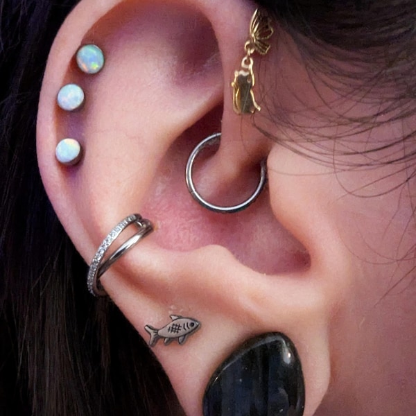 Triple Stack Conch Clicker, Gem Smooth Bead, G23 Titanium Conch, Gold ...