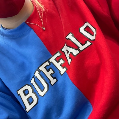 BUFFALO SPLIT CREW Buffalo Bills Sweatshirt Two Tone Mafia Buffalove ...
