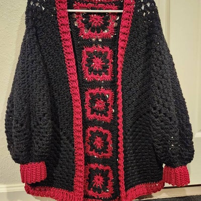 Gothic Vampire Granny Square Crochet Cardigan PDF Pattern DIGITAL ...