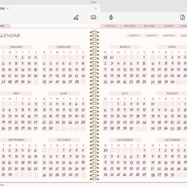 Digital Planner Undated, iPad & Android Planner, Goodnotes Calendar ...
